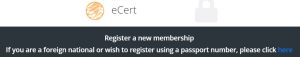 Register as New User (eCert) - eCert - eCertification Platform